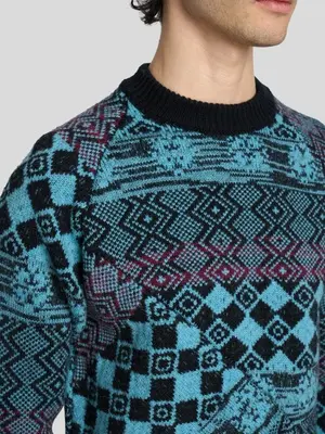 Dries Van Noten Macos Patchwork Jacquard Wool Sweater