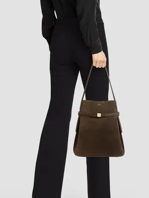 TOTEME Belted Suede Bucket Bag - Brown