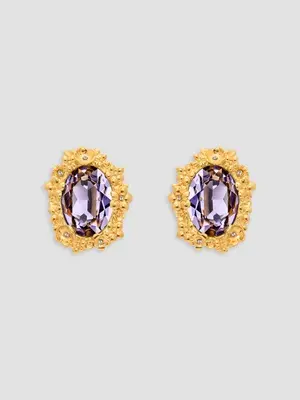 Oscar De La Renta Goldtone & Glass Crystal Stud Earrings - Violet