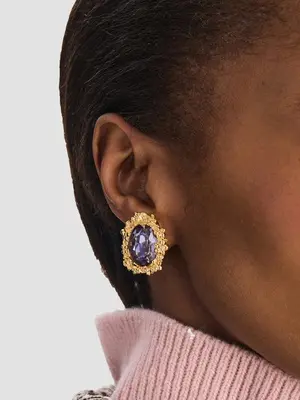 Oscar De La Renta Goldtone & Glass Crystal Stud Earrings