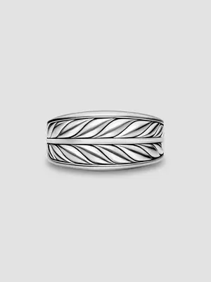 David Yurman Chevron Three Sided Signet Ring In Sterling Mm