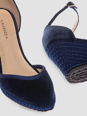 VIBI VENEZIA Timeless 100mm Cotton Velvet Wedge Pumps - Delfina