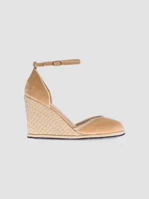 VIBI VENEZIA Timeless 100mm Cotton Velvet Wedge Pumps - Palude