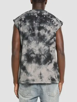 PURPLE BRAND Logo Tie-dye Cotton Sleeveless T-shirt