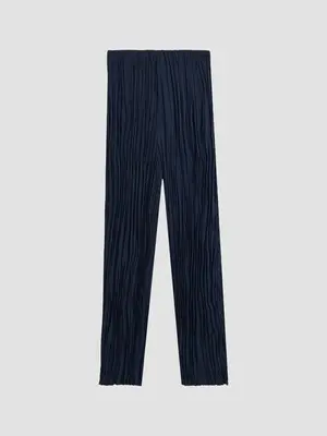 Significant Other Lilian Pleated Satin Straight-leg Pants - Midnight