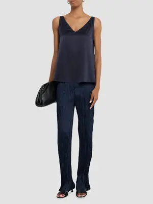 Significant Other Lilian Pleated Satin Straight-leg Pants