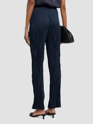Significant Other Lilian Pleated Satin Straight-leg Pants