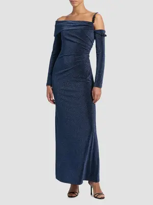 Significant Other Gia Off-the-shoulder Metallic Gown