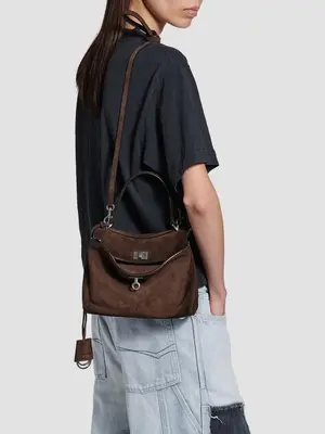 Balenciaga Rodeo Small Suede Top Handle Bag - Espresso