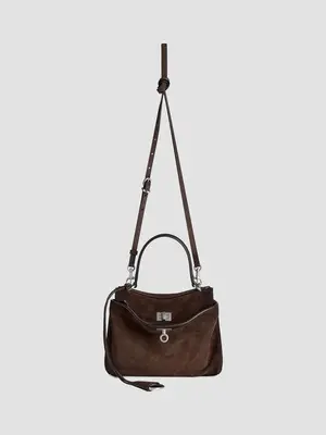 Balenciaga Rodeo Small Suede Top Handle Bag - Espresso