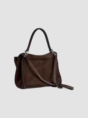Balenciaga Rodeo Small Suede Top Handle Bag - Espresso