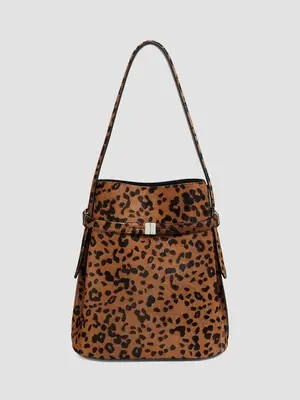 TOTEME Belted Calf-hair Bucket Bag - Leopard
