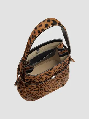 TOTEME Belted Calf-hair Bucket Bag - Leopard