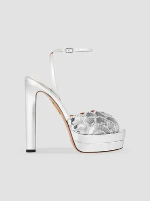 AQUAZZURA Ce Soir 130mm Sequin-embellished Leather Platform Sandals