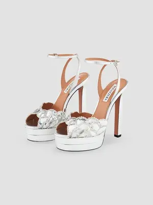 AQUAZZURA Ce Soir 130mm Sequin-embellished Leather Platform Sandals