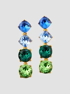 Oscar De La Renta Goldtone Or Silvertone & Glass Crystal Drop Earrings - Blue Multi