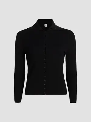 TOTEME Fitted Polo Cardigan - Black