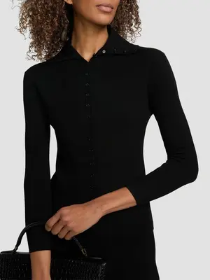 TOTEME Fitted Polo Cardigan - Black