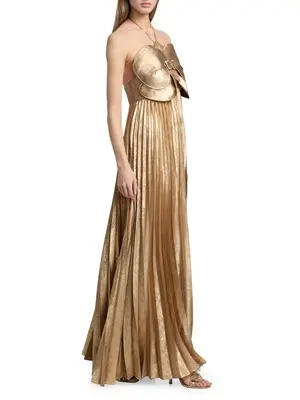 Acler Forever Young Pullford Metallic Pleated Gown