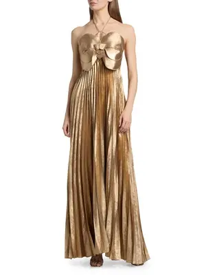 Acler Forever Young Pullford Metallic Pleated Gown