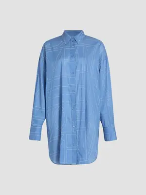 TOTEME Monogram Long Summer Shirt - Cobalt
