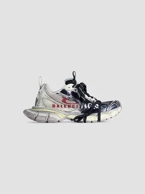 Balenciaga 3xl Split Logo Sneakers - Eggshell Red Navy
