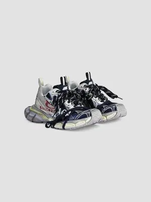 Balenciaga 3xl Split Logo Sneakers - Eggshell Red Navy