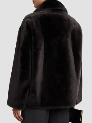 YVES SALOMON Shearling Double-breasted Jacket - Etain