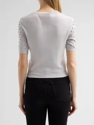 Oscar De La Renta Crystal Floral-embroidered Wool Cardigan