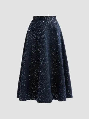 Oscar De La Renta Sequin Tweed A-line Skirt