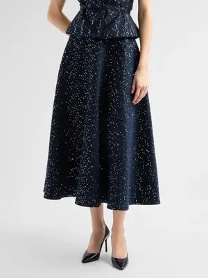Oscar De La Renta Sequin Tweed A-line Skirt
