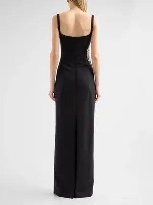 Oscar De La Renta Fringed Bow-embroidered Gown