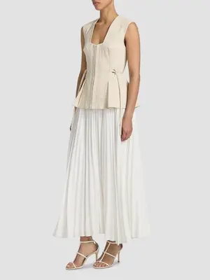 Acler Delny Mixed-media Peplum Cotton Maxi Dress