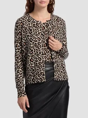 SAKS FIFTH AVENUE Leopard-print Cashmere Cardigan