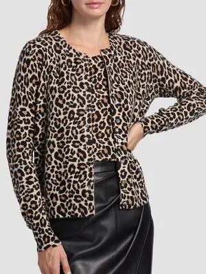 SAKS FIFTH AVENUE Leopard-print Cashmere Cardigan