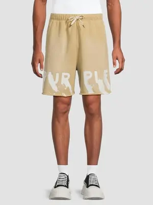 PURPLE BRAND Logo Cotton Fleece Shorts