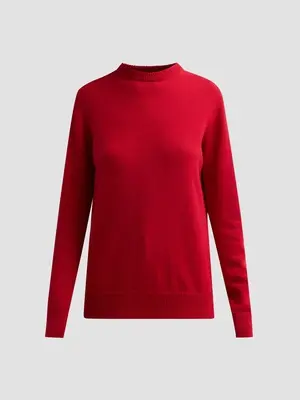 Michael Kors Wool-silk-cashmere Knit Crewneck Sweater - Ruby
