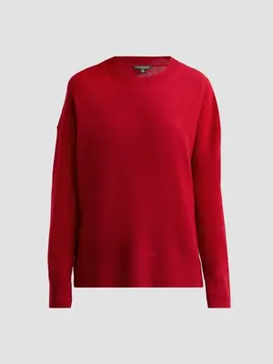 SAKS FIFTH AVENUE Oversized Cashmere Raw-vent Sweater - Deep Red