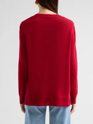 SAKS FIFTH AVENUE Cashmere V-neck Sweater - Deep Red