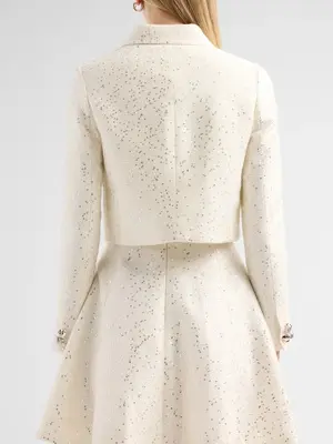 Oscar De La Renta Sequin Tweed Short Jacket
