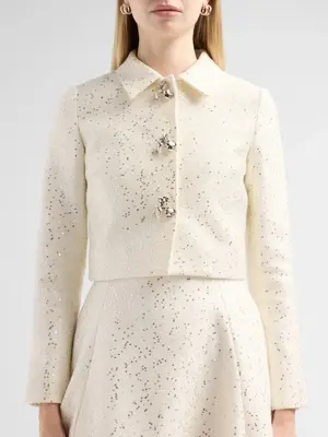 Oscar De La Renta Sequin Tweed Short Jacket
