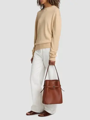 TOTEME Belted Grained-leather Bucket Bag - Sienna