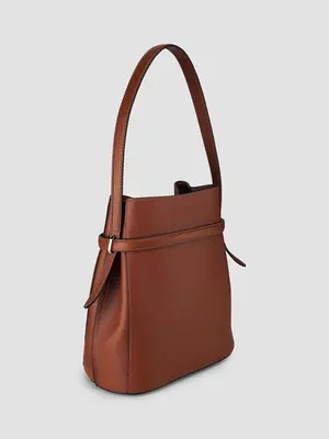 TOTEME Belted Grained-leather Bucket Bag - Sienna