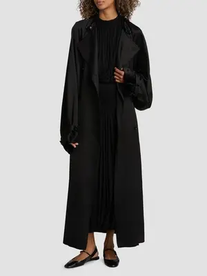 TOTEME Draped Satin Double-breasted Trench Coat