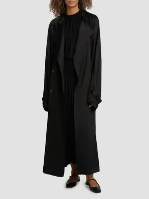 TOTEME Draped Satin Double-breasted Trench Coat