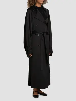 TOTEME Draped Satin Double-breasted Trench Coat