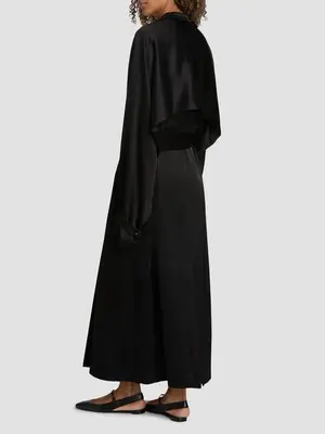 TOTEME Draped Satin Double-breasted Trench Coat