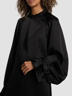 TOTEME Draped Satin Double-breasted Trench Coat