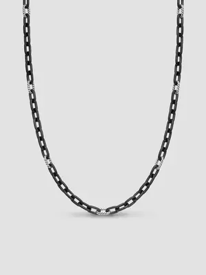 David Yurman Dy Madison Chain Necklace In Black Titanium - Silver
