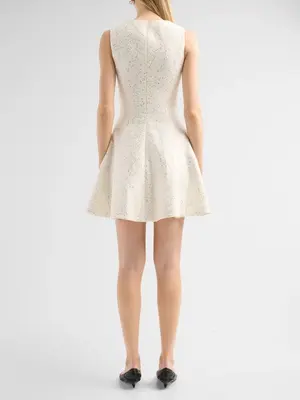 Oscar De La Renta Sequin Tweed Sleeveless Day Dress